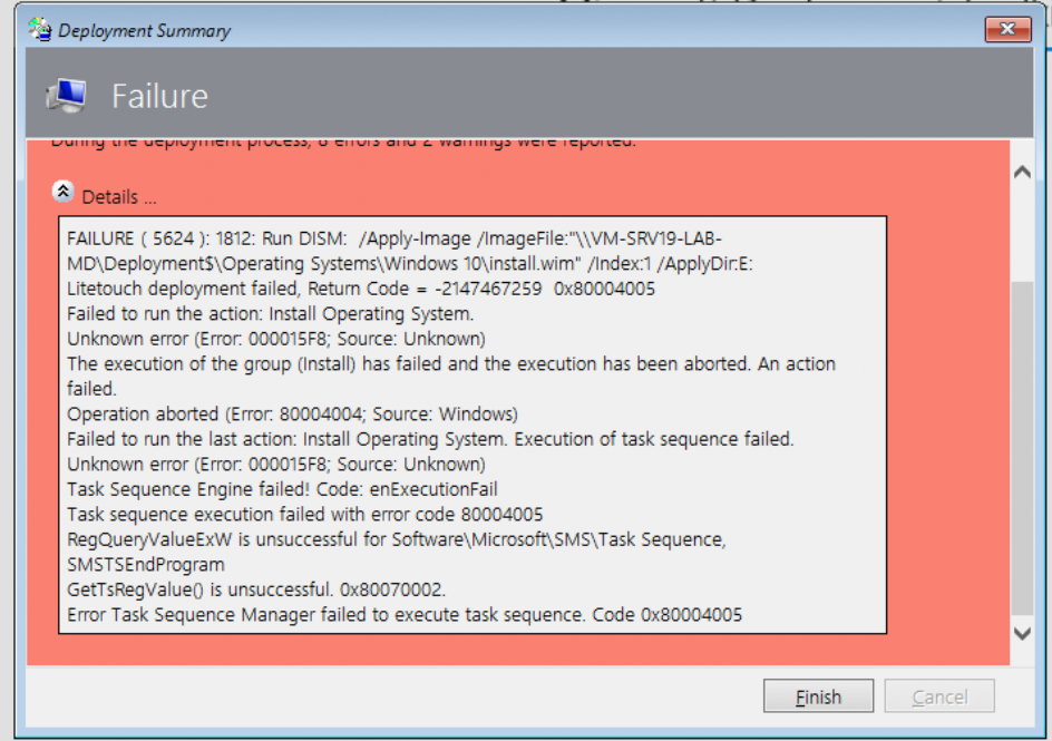 MDT Deployment Error 5624 - Microsoft Q&A MDT Deployment Error 5624 - Microsoft Q&A