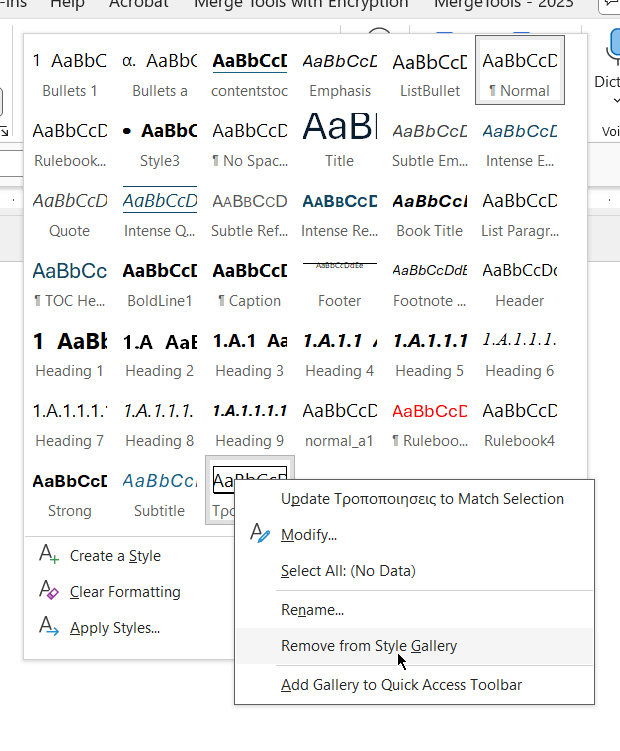 Deleting Styles in Word - Microsoft Q&A