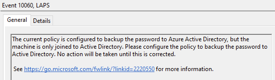 HAADJ LAPS wont backup to AAD - Microsoft Q&A