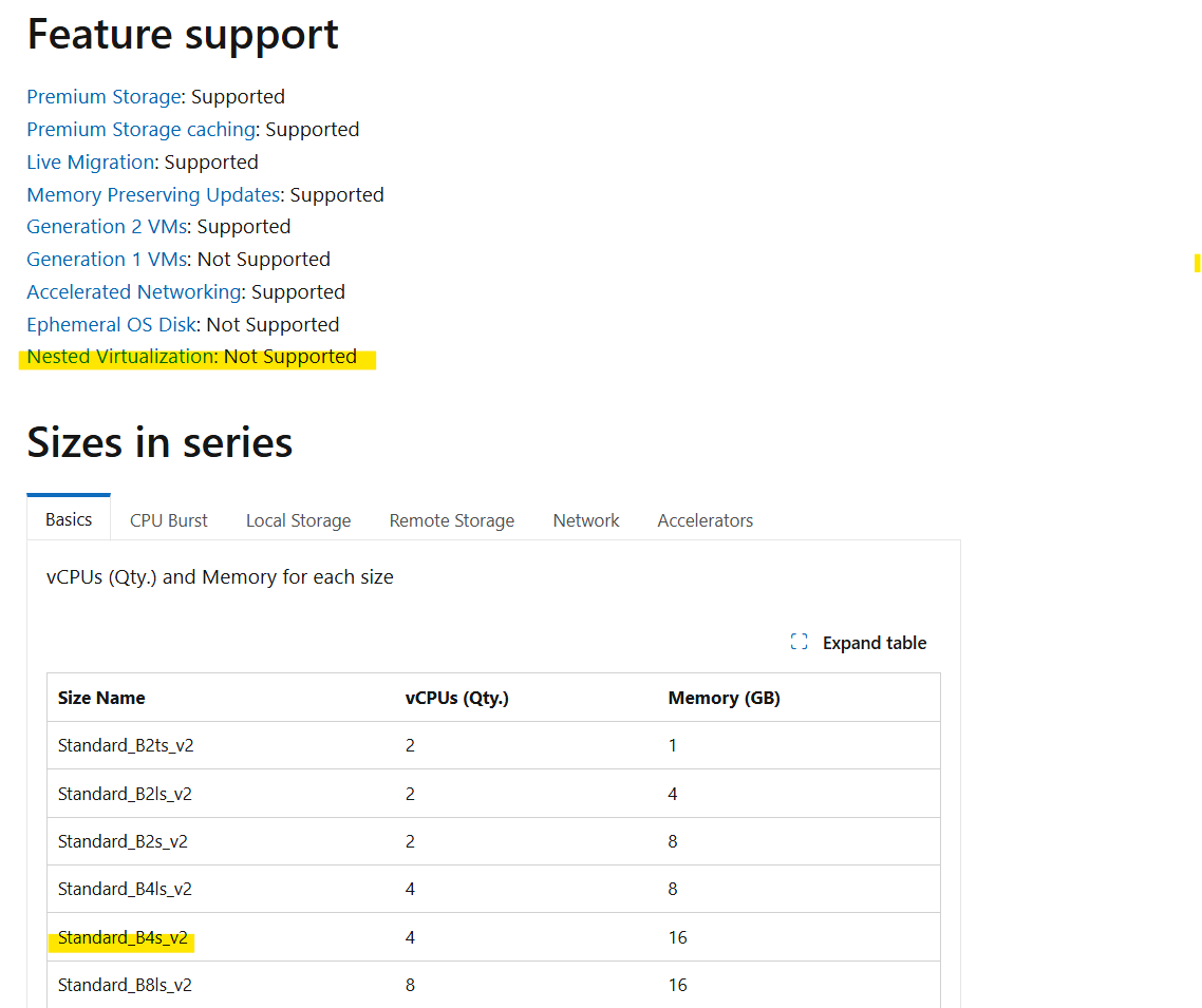 Create Azure burstable VM with nested virtualization - Microsoft Q&A