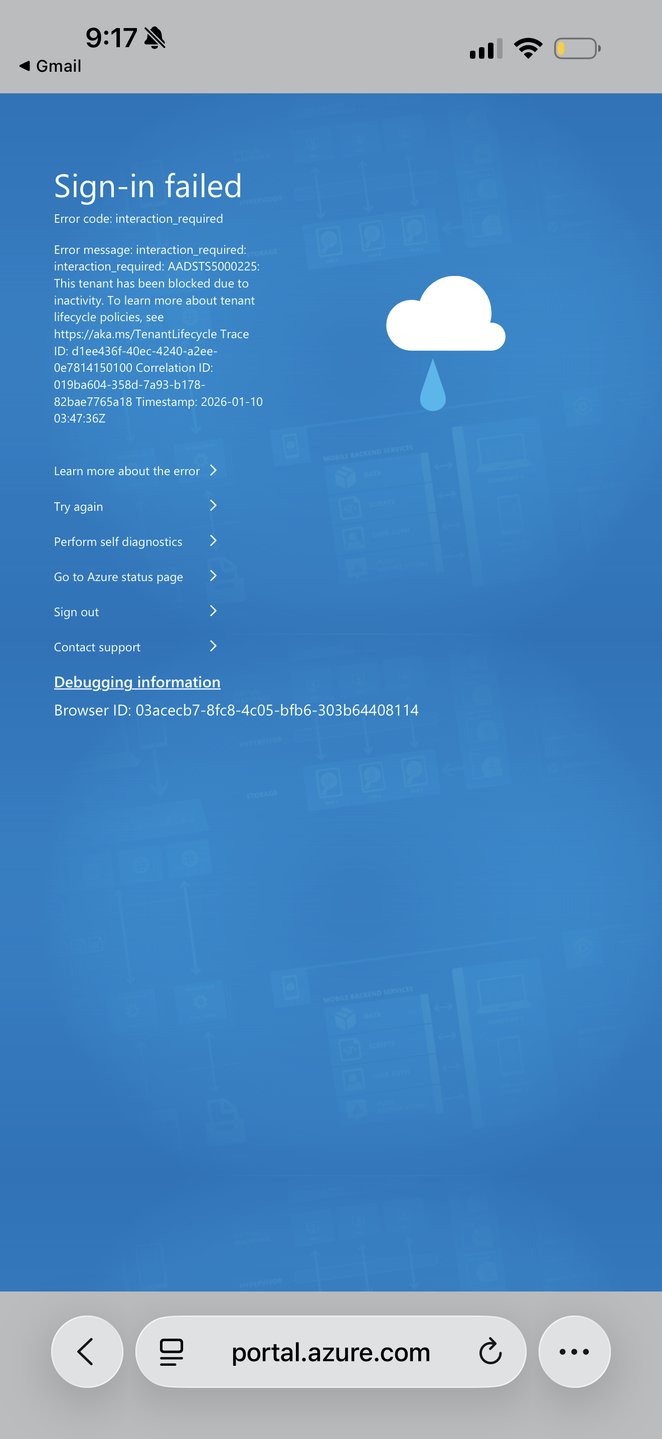 Unable to login to Azure - Microsoft Q&A