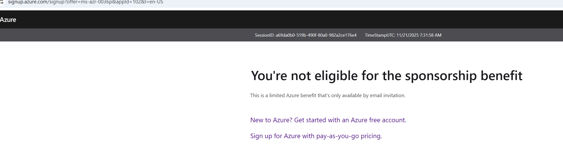 Can not Activate your Azure Sponsorship - Microsoft Q&A