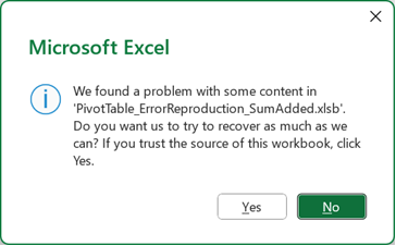 Excel version 2509 will not open a workbook after adding a simple SUM ...