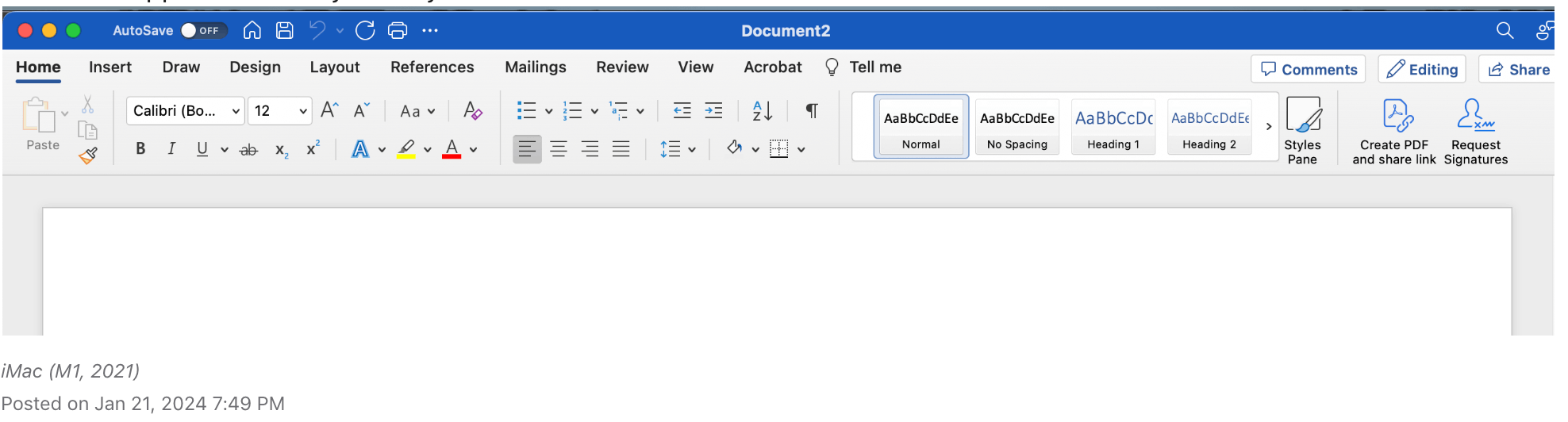 Word Font toolbar and Style, Review and View options gone missing from ...