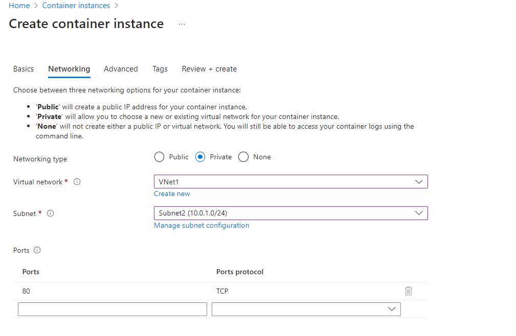How to connect Azure Container Instance into another grouped VM? - Microsoft Q&A