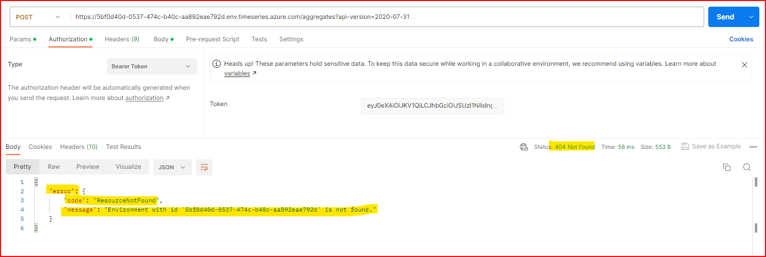 How to fix "ResourceNotFound" when post API to env.timeseries.azure.com ...