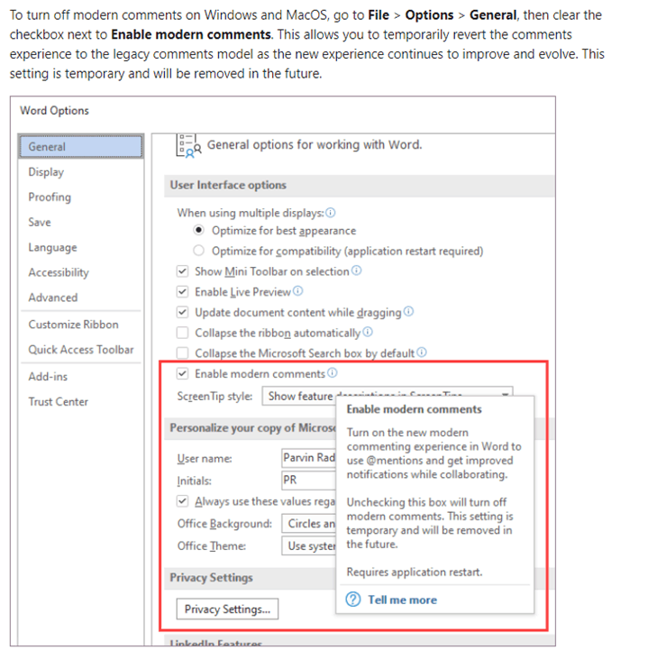 How to show comments in the margin and not in balloons - Microsoft Q&A