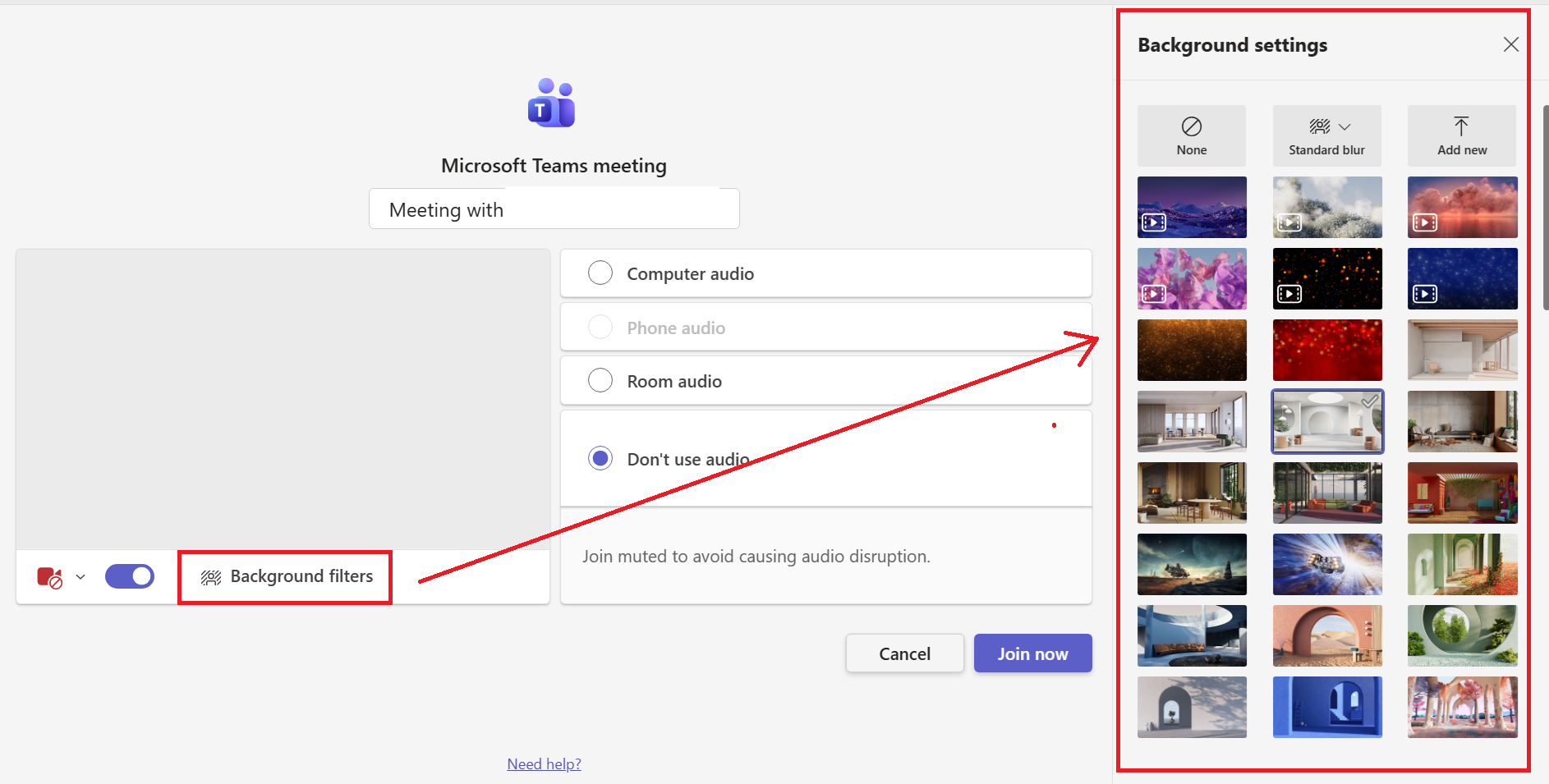 How do you change the background when you are NOT currently on a call ...