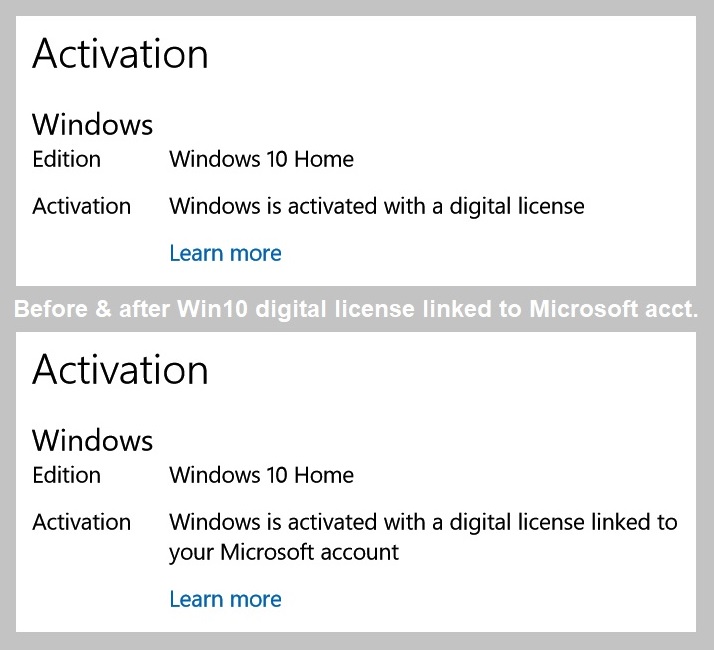 Linking Windows 10 digital license to Microsoft account: Is the link ...