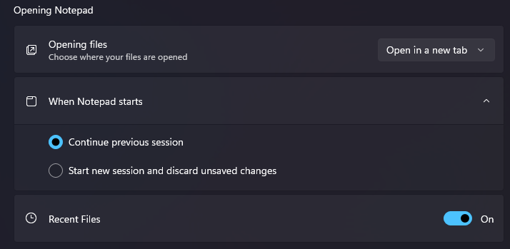 W11 Notepad not saving sessions on close - asking to save all the time ...