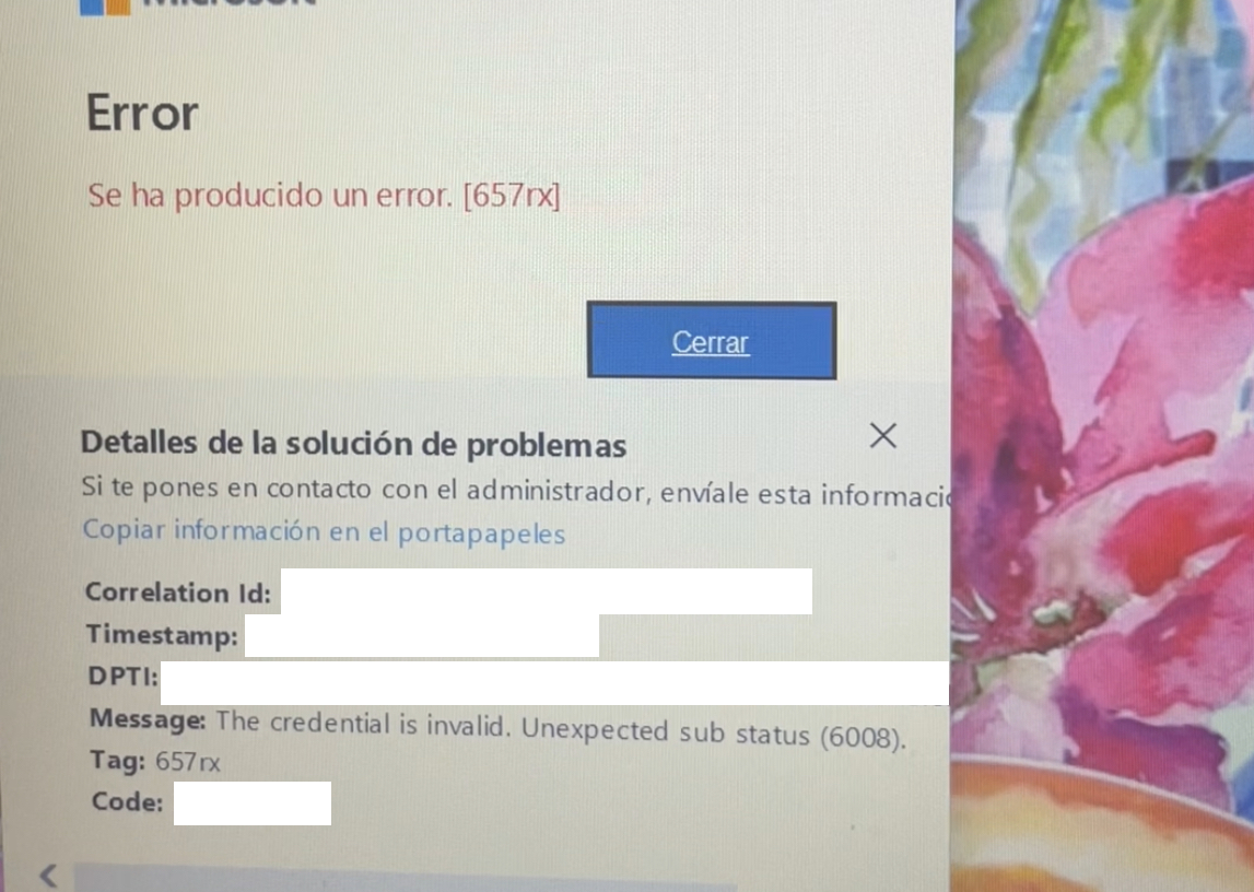 Ayuda por favor, no se qué es error 657rx - Microsoft Q&A