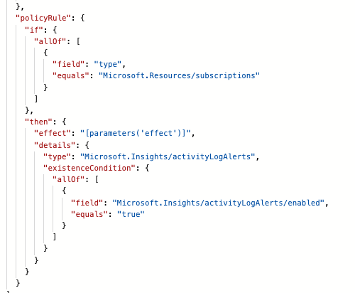 Bug in built-in activity log alert should exist policies - Microsoft Q&A