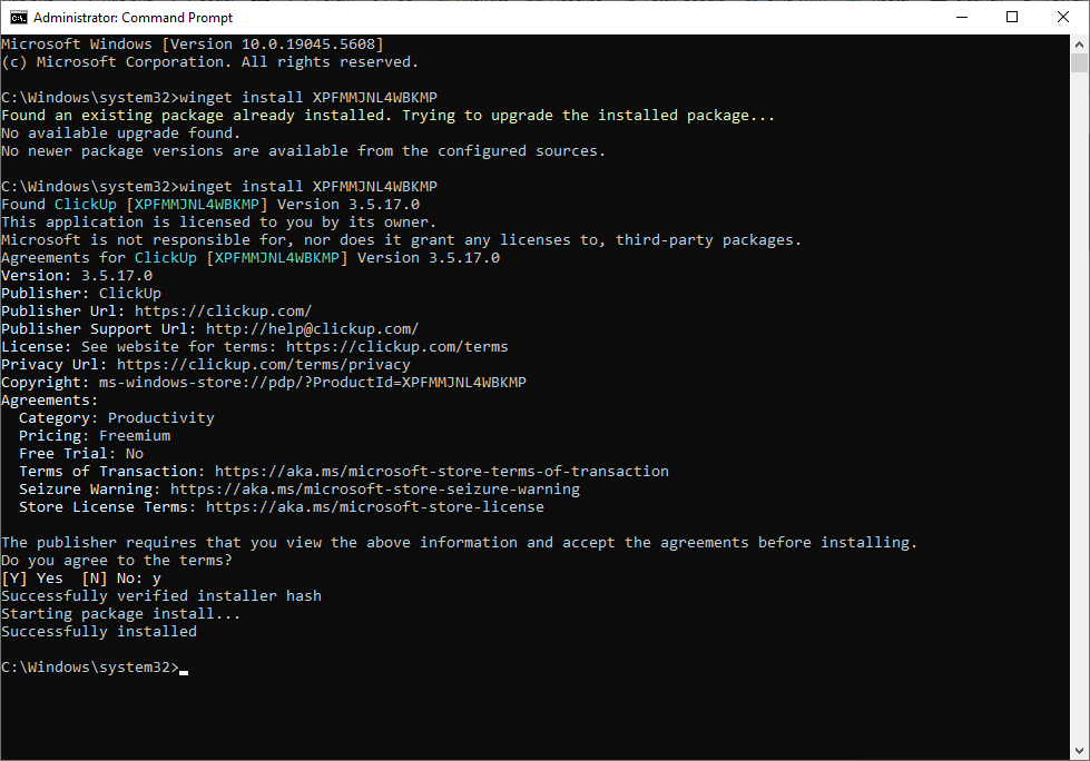 Error Code: 0x8A15004A when Attempting to Install ClickUp - Microsoft Q&A