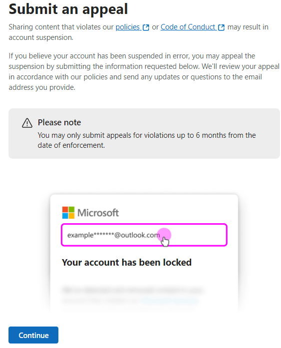 account lock accidentally filled the digital safety appeal form, after ...