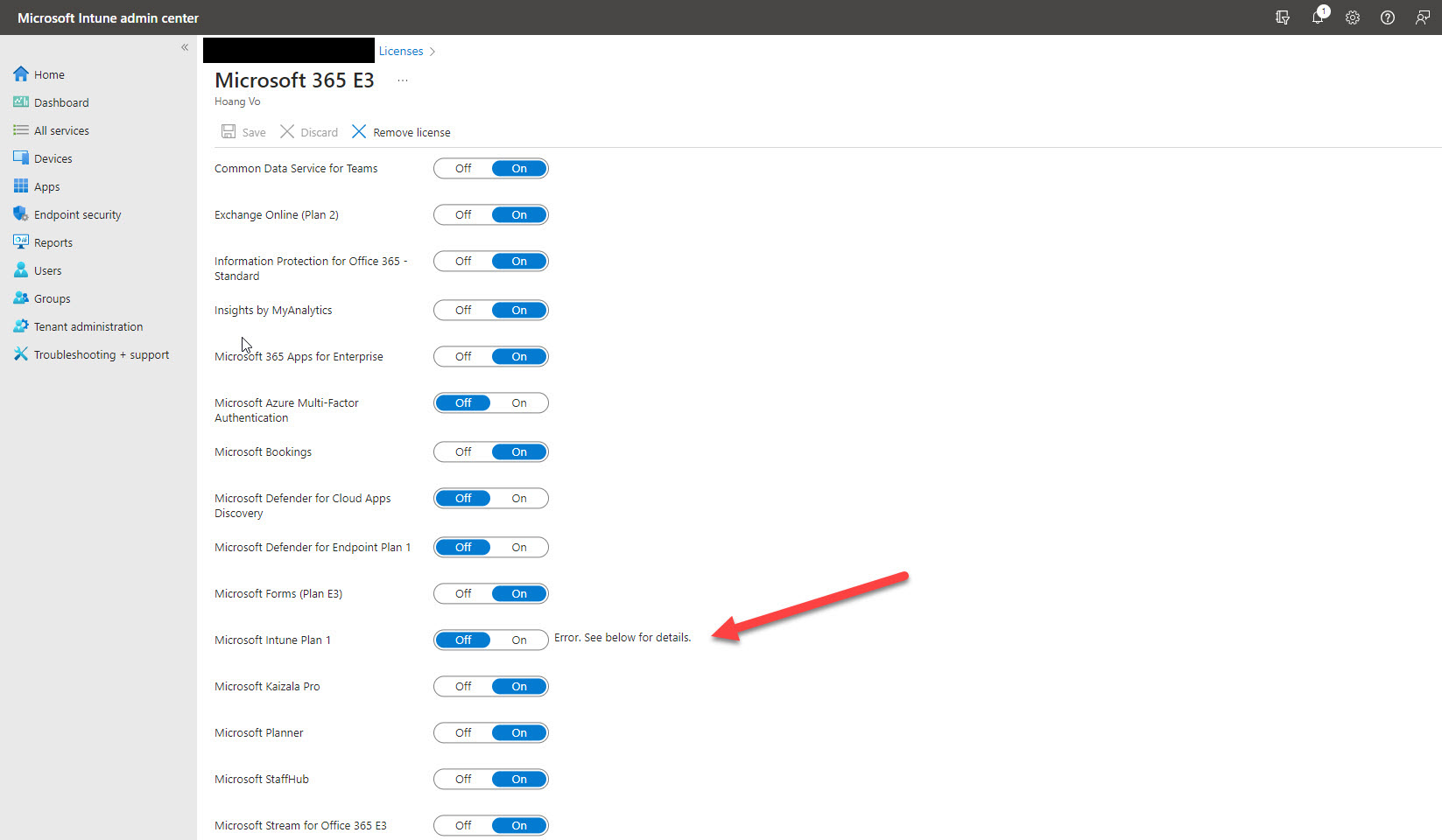 Microsoft Intune Plan 1 Off .Error. See below for details. - Microsoft Q&A