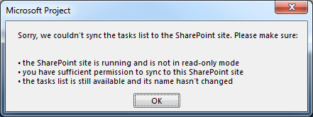 MS Project - SharePoint sync problem - Microsoft Q&A
