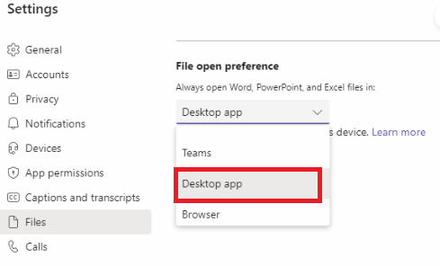 Some of our users are unable to change the default option in Teams to ...