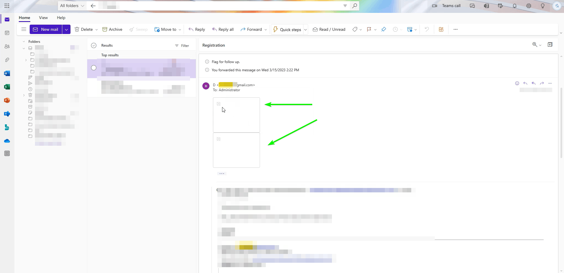 In Outlook, images are sometimes greyed out or little boxes with Xs ...