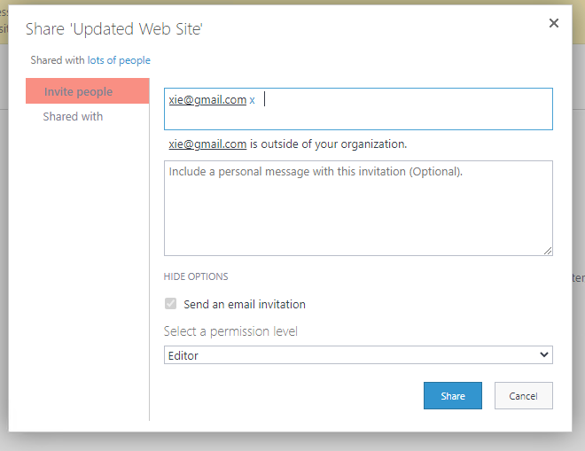 Is it possible to Share the whole sharepoint online site using a link ...
