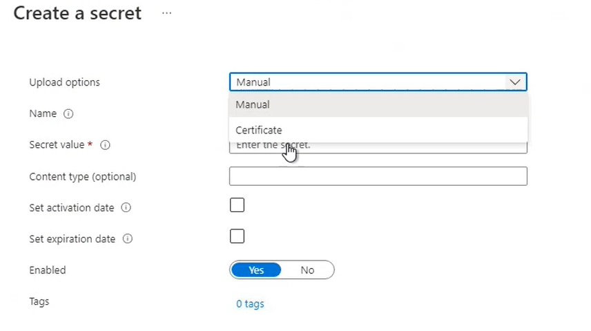 Unable to see 'Import' button in Key Vault secret option - Microsoft Q&A