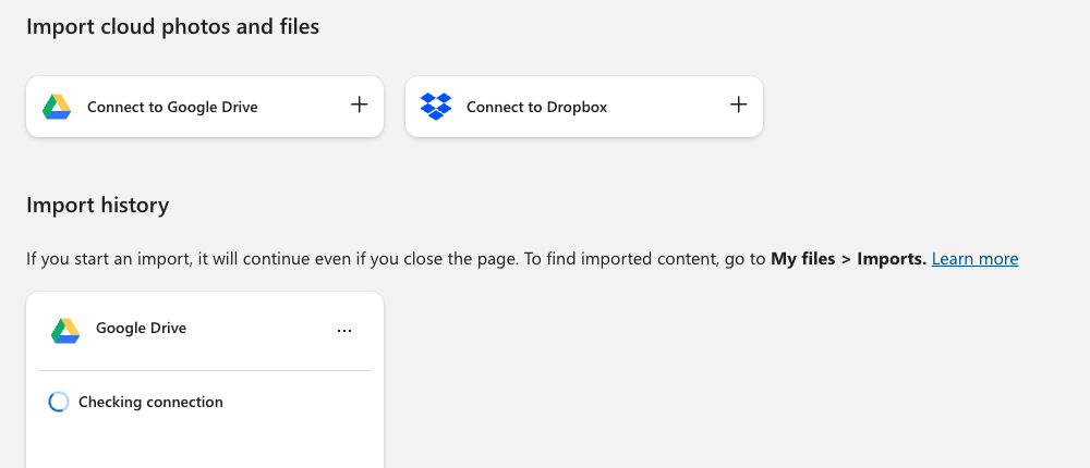 Why doesn't my import setting appear option to import from Google Photo ...