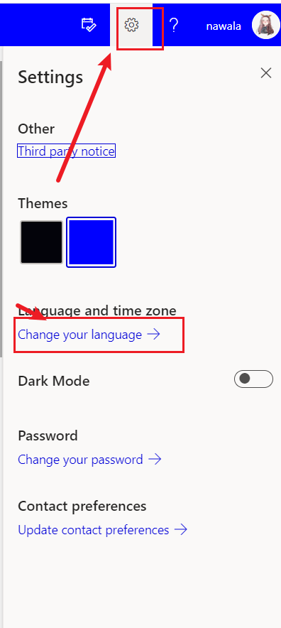 How to change menu / system language for a shared onedrive office ...