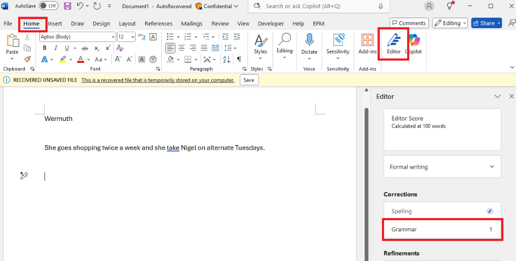 How do I find out why Word thinks a sentence has grammatical errors ...