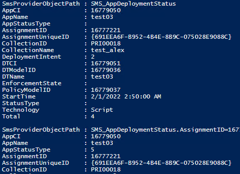 Get-CMApplicationDeploymentStatus not working - Microsoft Q&A