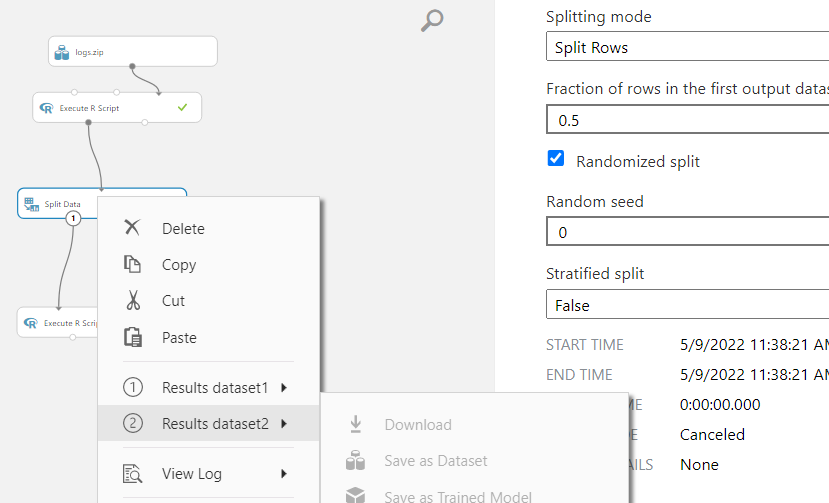 No input to R Module from split data - Microsoft Q&A