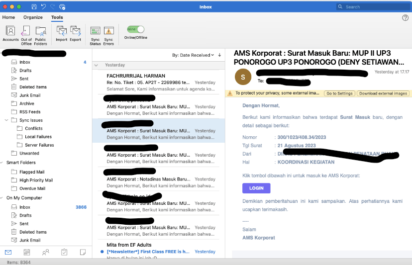Where my email go and why it dissapeared when I move it to "on my computer" local folder ...