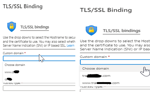 How to sort domains alphabetically in menu (Custom domains*) in TLS/SSL Binding page ...