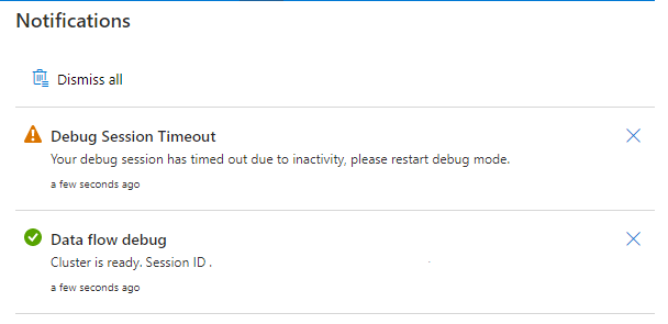 Why the data flow debug seesion in adf gets disabled notifying "Debug Session Timeout" as soon ...