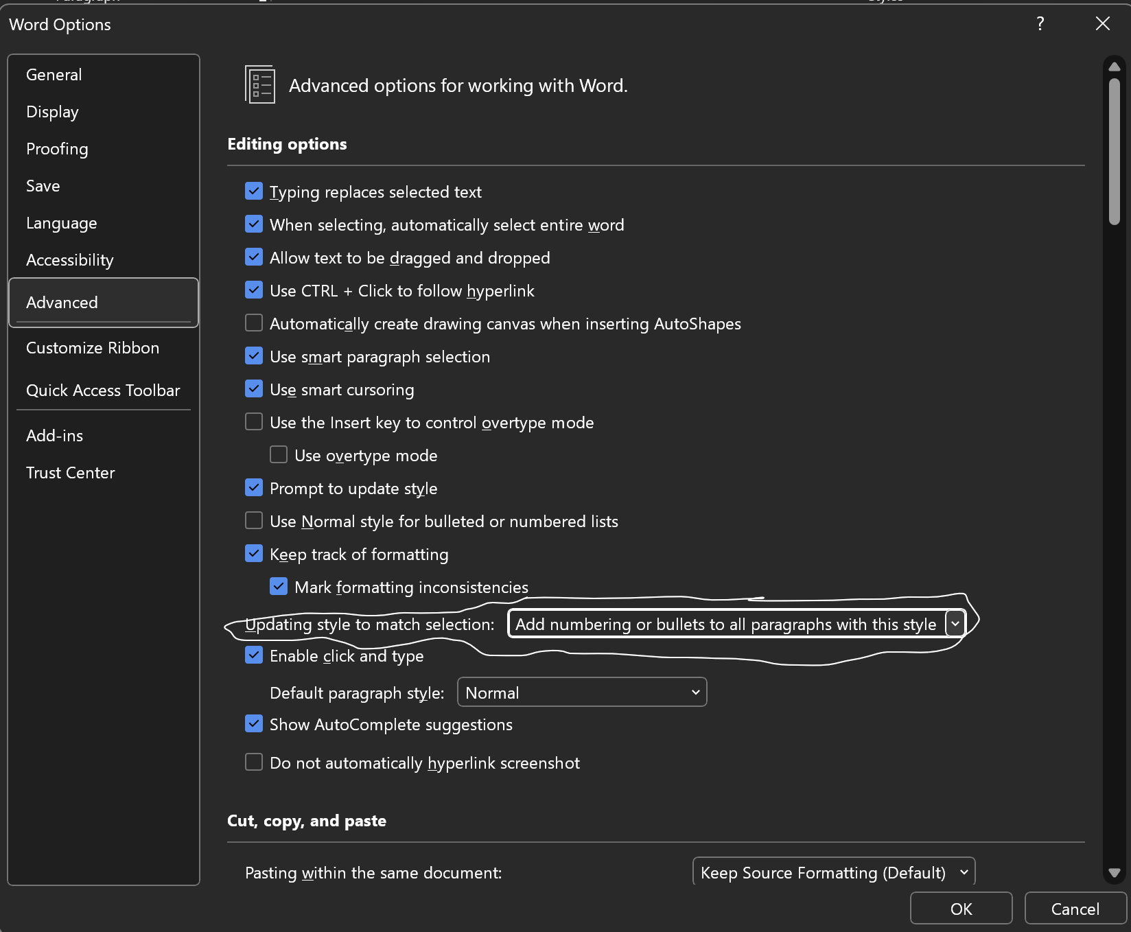 Can someone explain what, "Updating style to match selection" does ...