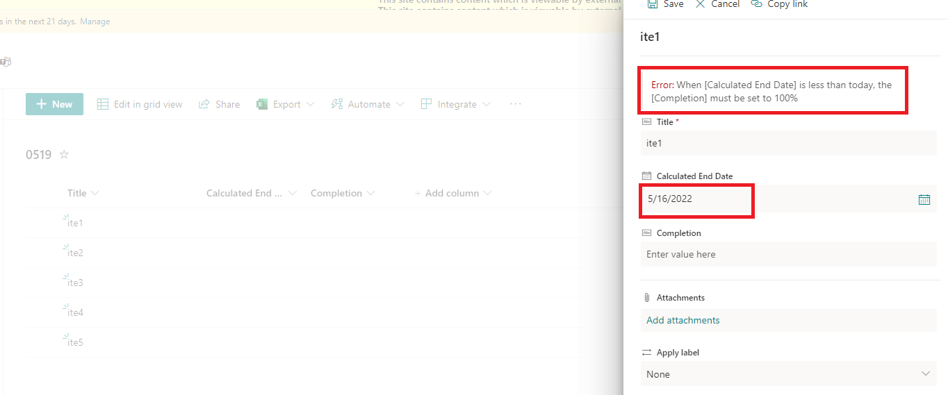 SharePoint Validation With Number Type Inquiry - Microsoft Q&A