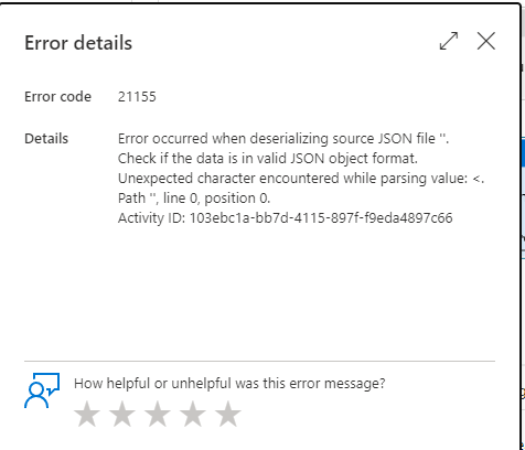 Error with load from RestAPI into Parquet AZURE - Microsoft Q&A