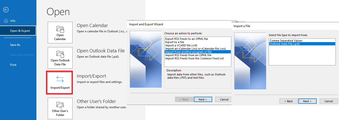 Import old outlook（Offie Home Business 2019） data to new computer（Offie ...