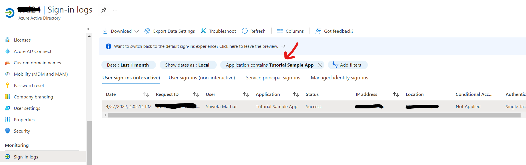 Logs/activities for registered app - Microsoft Q&A