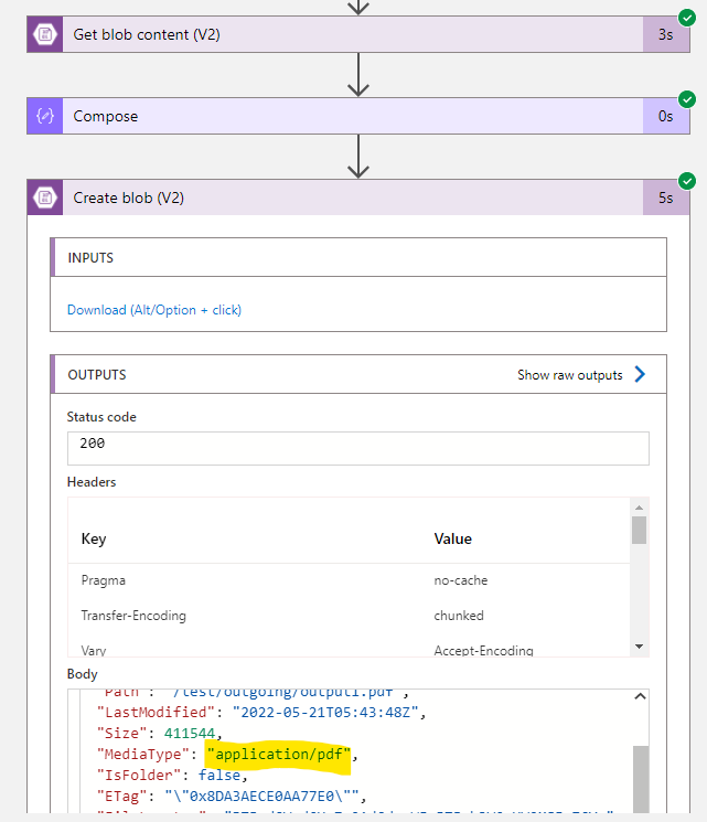 How can I process the content of my PDF blob as File in azure logic ...