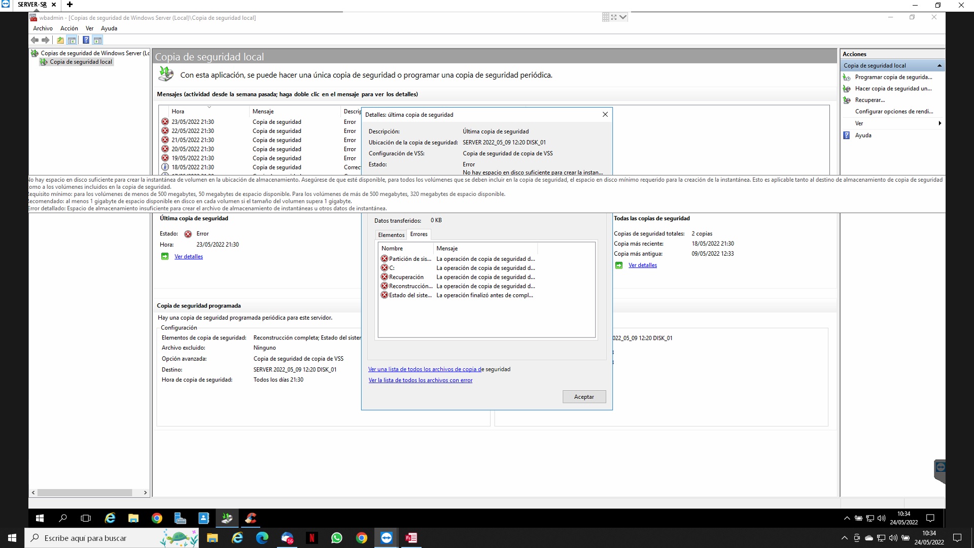 BACKUP ON WINDOWS SERVER 2016 - INSUFFICIENT SPACE - Microsoft Q&A BACKUP ON WINDOWS SERVER 2016 - INSUFFICIENT SPACE - Microsoft Q&A