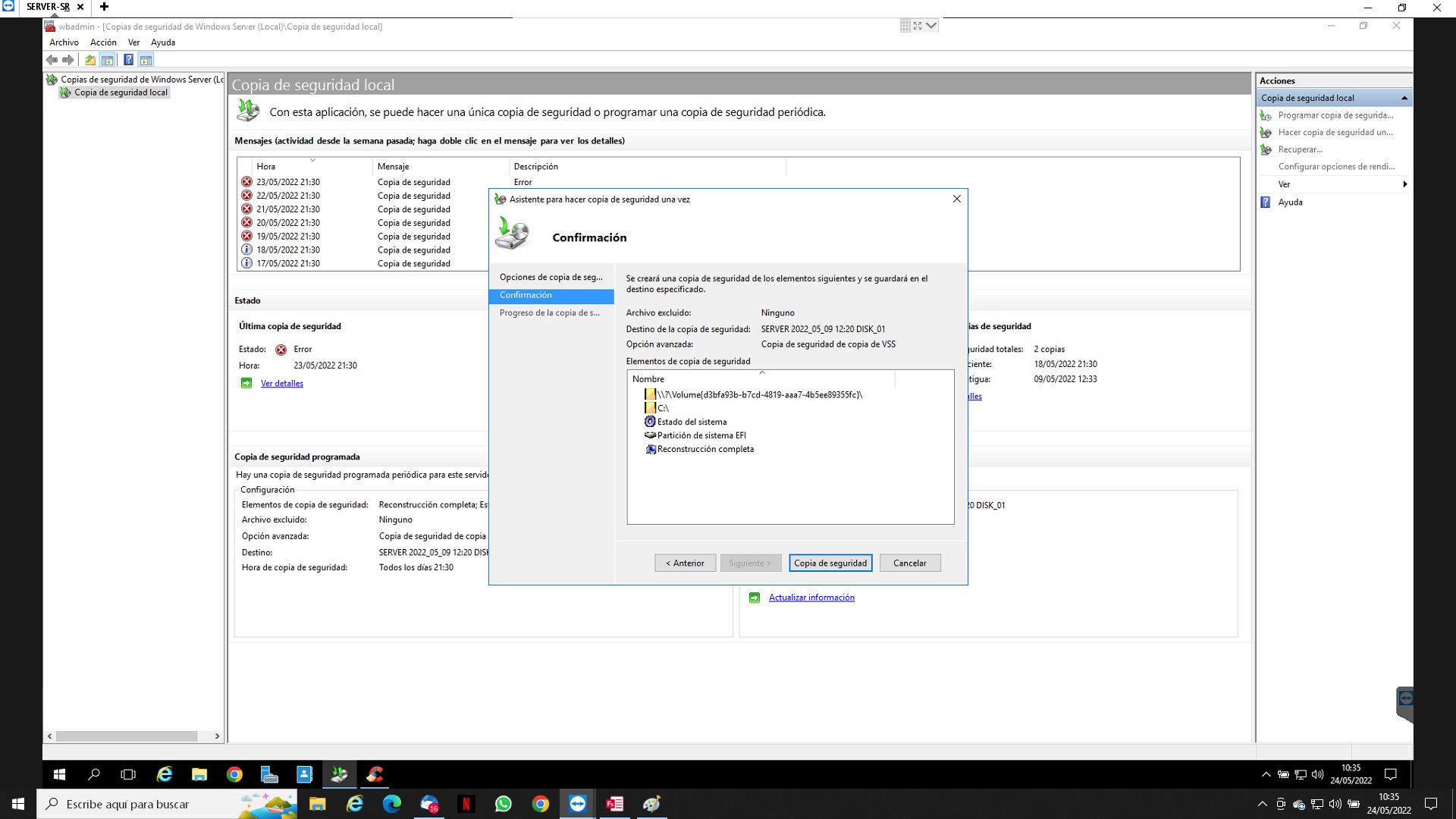 BACKUP ON WINDOWS SERVER 2016 - INSUFFICIENT SPACE - Microsoft Q&A