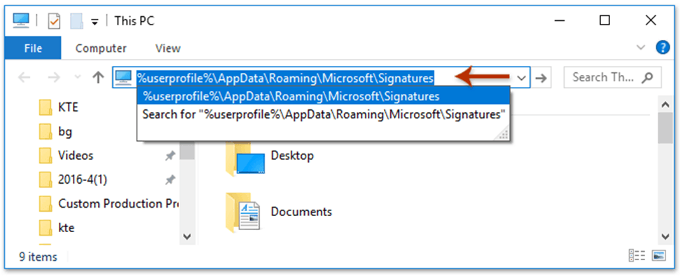 Is there a way I can move all the signatures I have under "Signature on ...