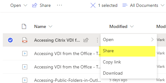 Hide Share menu item on Library files and folders - Microsoft Q&A