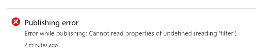 Azure Synapse Analytics: Publishing error Error while publishing ...