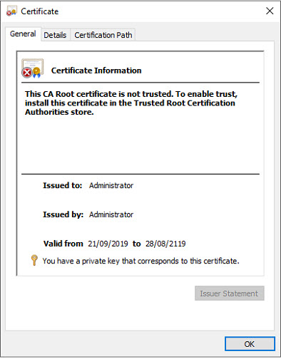 Can not export EFS Recovery certificate with private key on domain ...