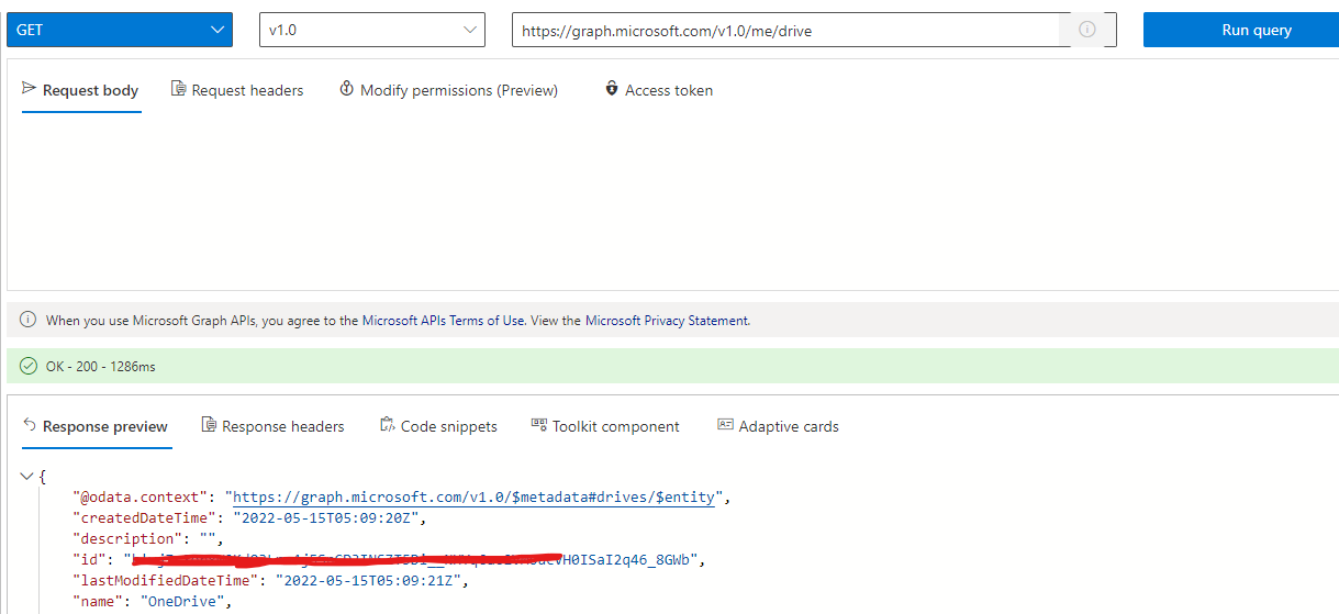 Existing OneDrive not available via Graph API - Microsoft Q&A