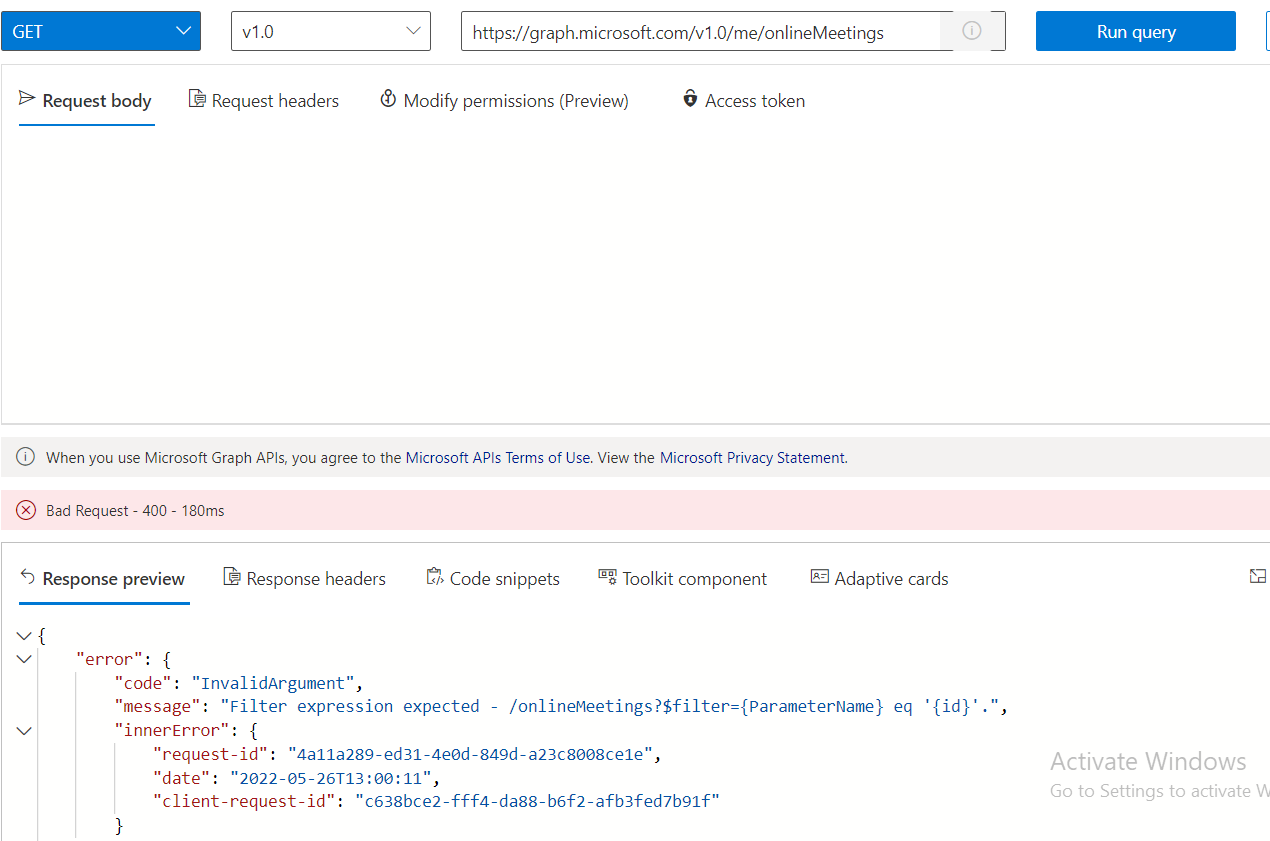 how I get the correct Meeting ID to pass to the GET OnlineMeetings API - Microsoft Q&A