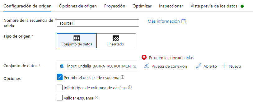 Dataset works with pipeline but does not connect with dataflow ...