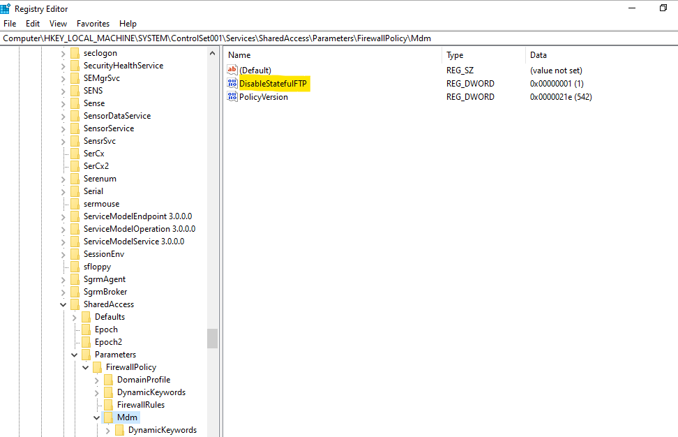 [intune] disable stateful FTP - Microsoft Q&A