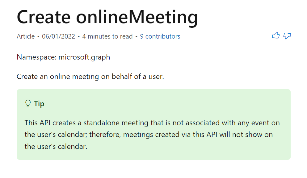 About teams online meeting booking using API - Microsoft Q&A
