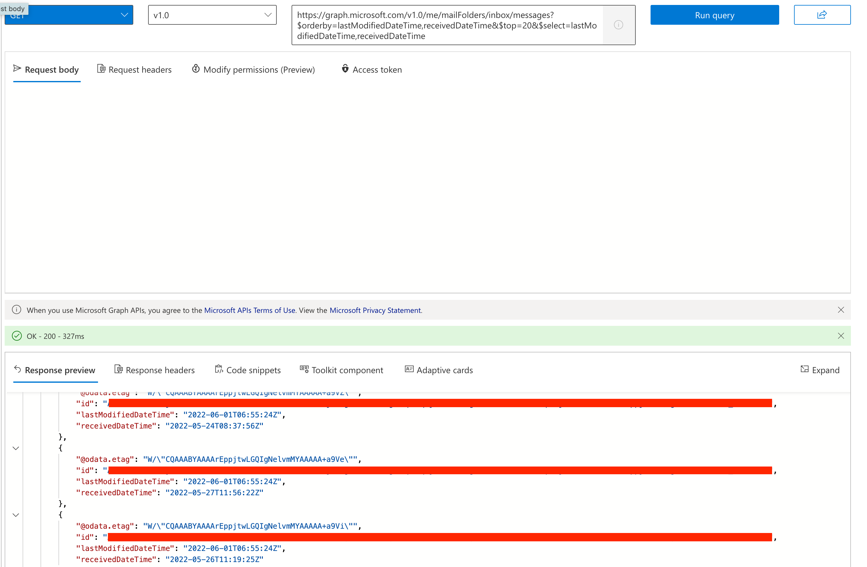 List messages ordered by lastModifiedDateTime and receivedDateTime not ...